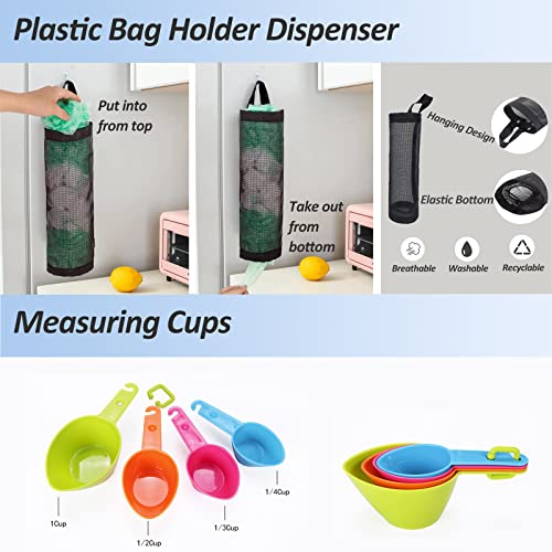 Reliable1st Refrigerator Stackable Organizer Storage Bins Set - 8 PCS clear Pantry Organizers with Handles for Freezer, Kitchen, Cabinets Include Bag Clips, Measuring Cups, Labels and Marker