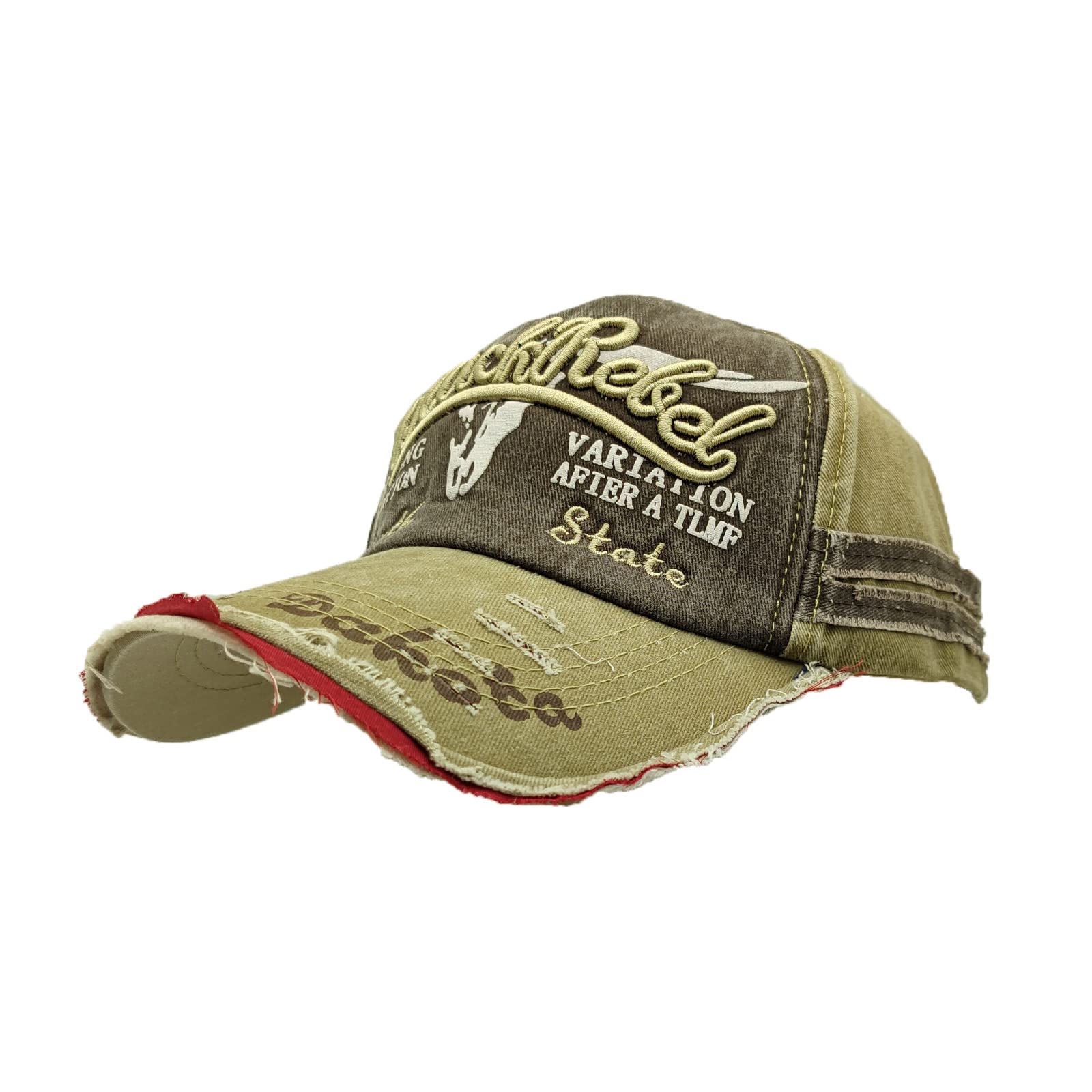 Blackreld South State Cotton Baseball Cap, Unisex Adjustable Snapback Distressed Dad Hat Cool Vintage Washed Low Profile Classic Summer Hats Khaki