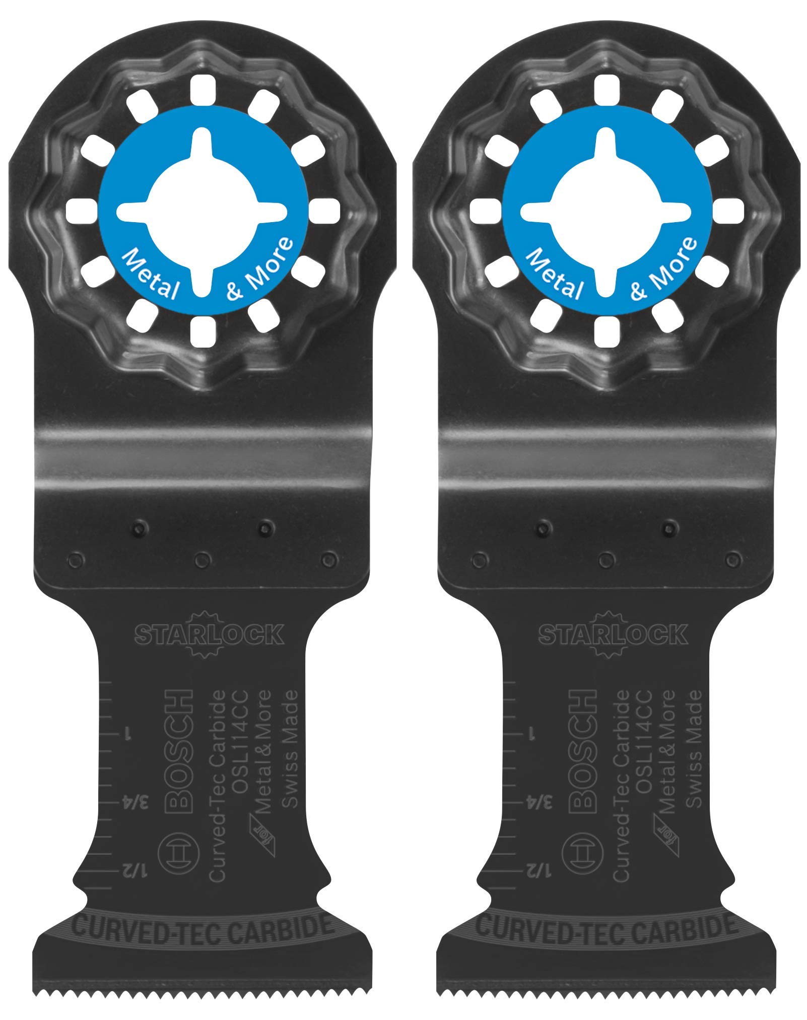 BOSCH OSL114CC-2 2-Pack 1-1/4 In. Starlock Oscillating Multi Tool Metal & More Curved-Tec Carbide Extreme Plunge Cut Blades for Metal (Nails and Staples), Wood with Nails, PVC