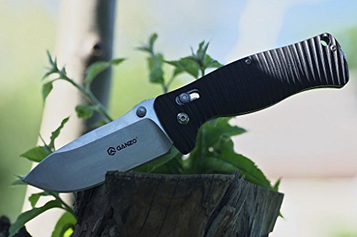 Ganzo G720-BK Tactical Folding Knife Multi Tool Window Breaker 440C Blade Black G10 Handle w/ Paper Box & Draw String Bag G720