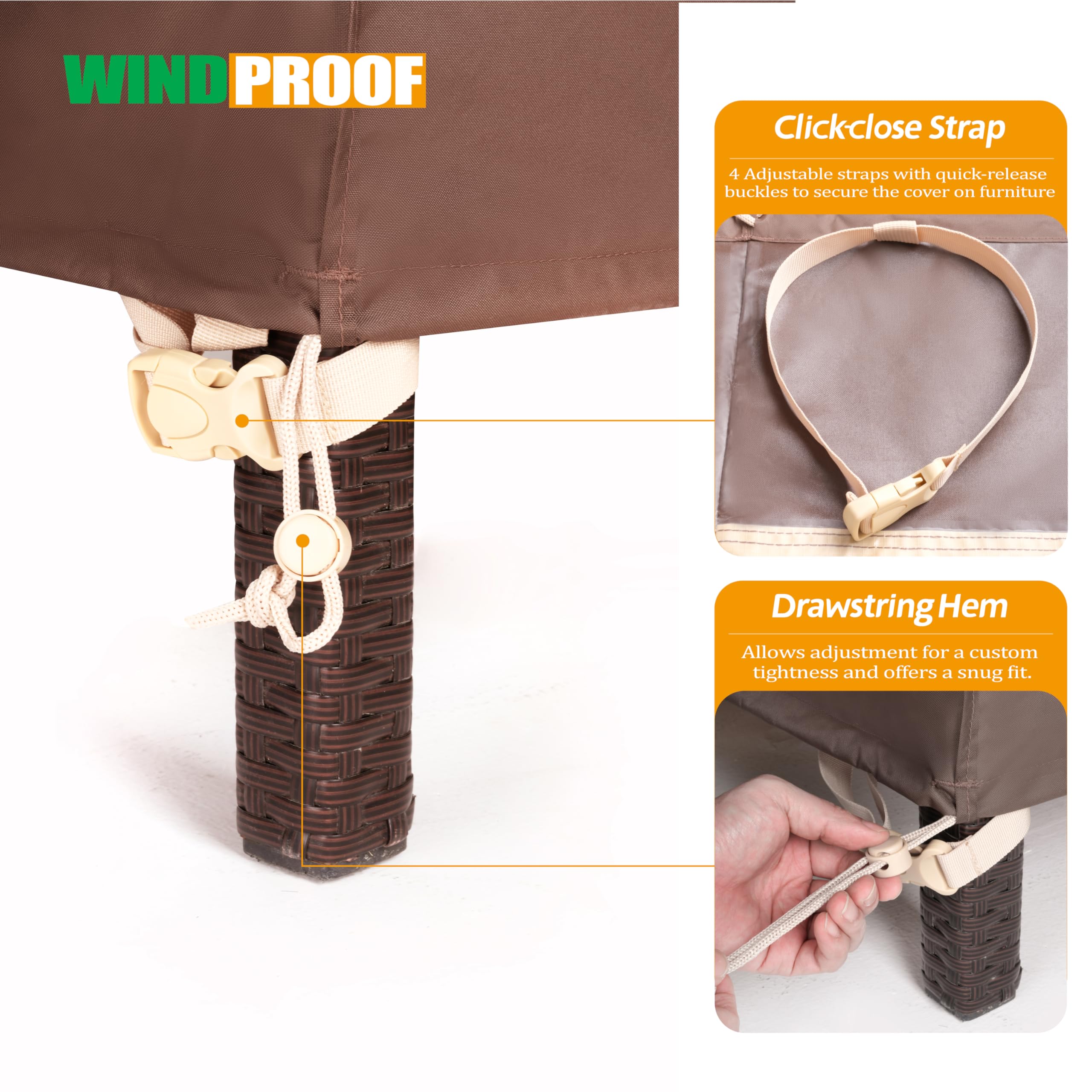 F&J Outdoors Patio Furniture Covers Waterproof Anti-UV Rip-stop Fabric Extra Large Outdoor Furniture Covers, 130" Dia