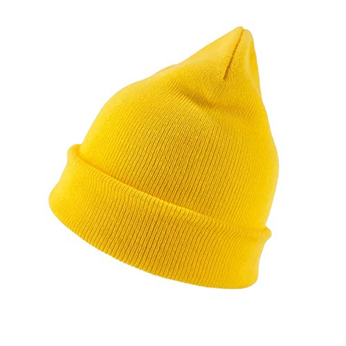 BRUCERIVER Classic Knit Elasticity Beanie Cap Hats for Men & Women (Lemon Yellow)