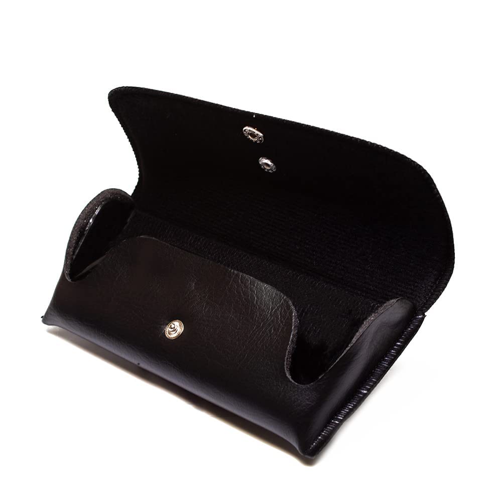 Calabria Double Snap Belt Loop Eyeglass Case PU Leather Black Brown 2Pack Vintage Eye Glasses Pouch SemiHard Sunglass Holder