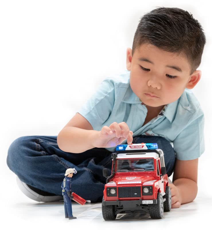 Bruder Land Rover Fire Department Vehicle with Fireman