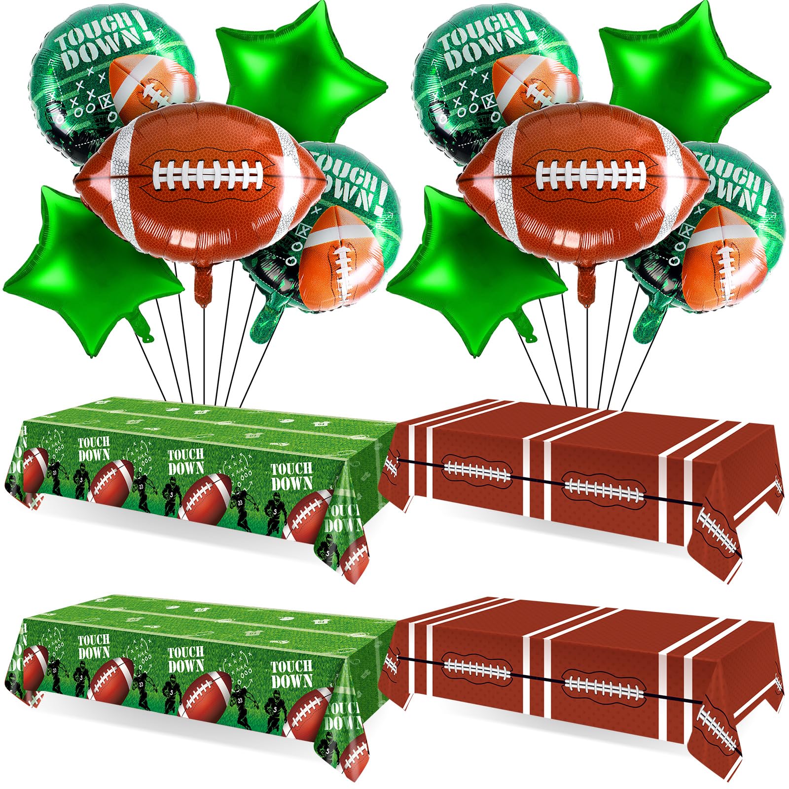 Ceenna 14 Pcs Football Party Decorations with 10 Football Balloons Foil Football Field Balloons 4 Disposable Football Tablecloth 51''x86'' Plastic Touchdown Table Cover for Tailgate Game Day Birthday