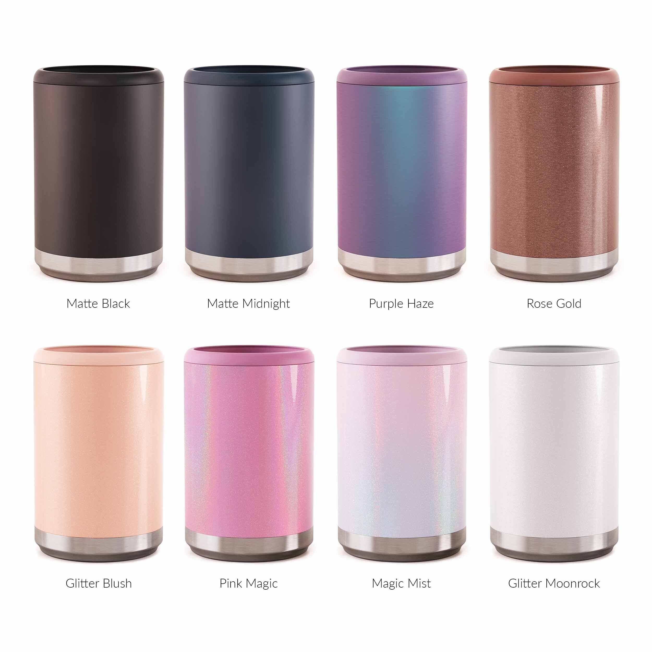 Maars Standard Can Cooler for Beer & Soda | Stainless Steel 12oz Beverage Sleeve, Double Wall Vacuum Insulated Drink Holder - Rose Gold Glitter