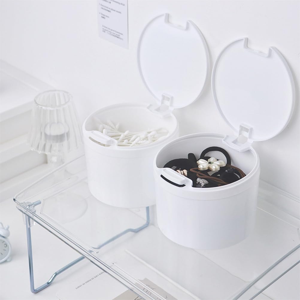 minkissy 3pcs Clamshell Cotton Swab Storage Box PP Cotton Swab Holder Cotton Round Dispenser Cotton Swab Containers for Bathroom Home Storage