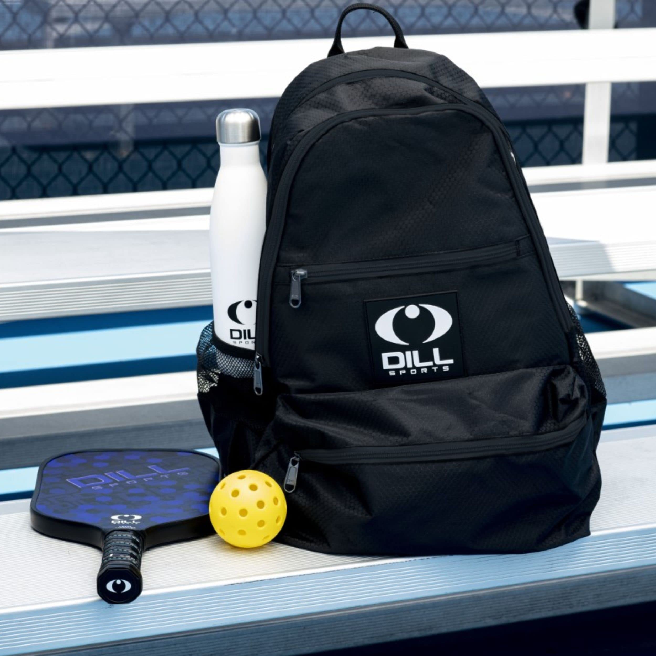 Dill Sports Pickleball Backpack - 5 Zipper Pockets and 2 Mesh Pockets - Carry Paddles, Balls, Water Bottles, and accessories