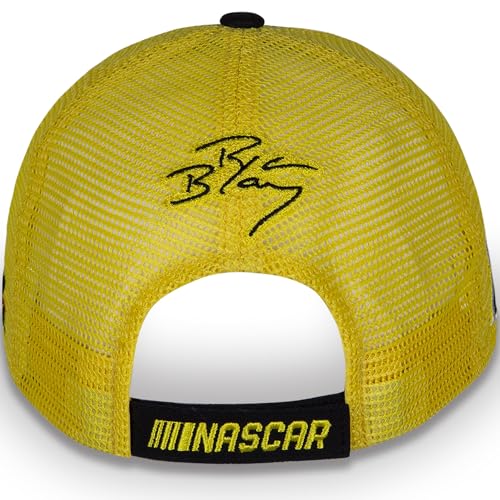 Checkered Flag Sports Ryan Blaney #12 NASCAR 2023 Menards Sponsor Adjustable Yellow and Black Trucker Mesh Hat