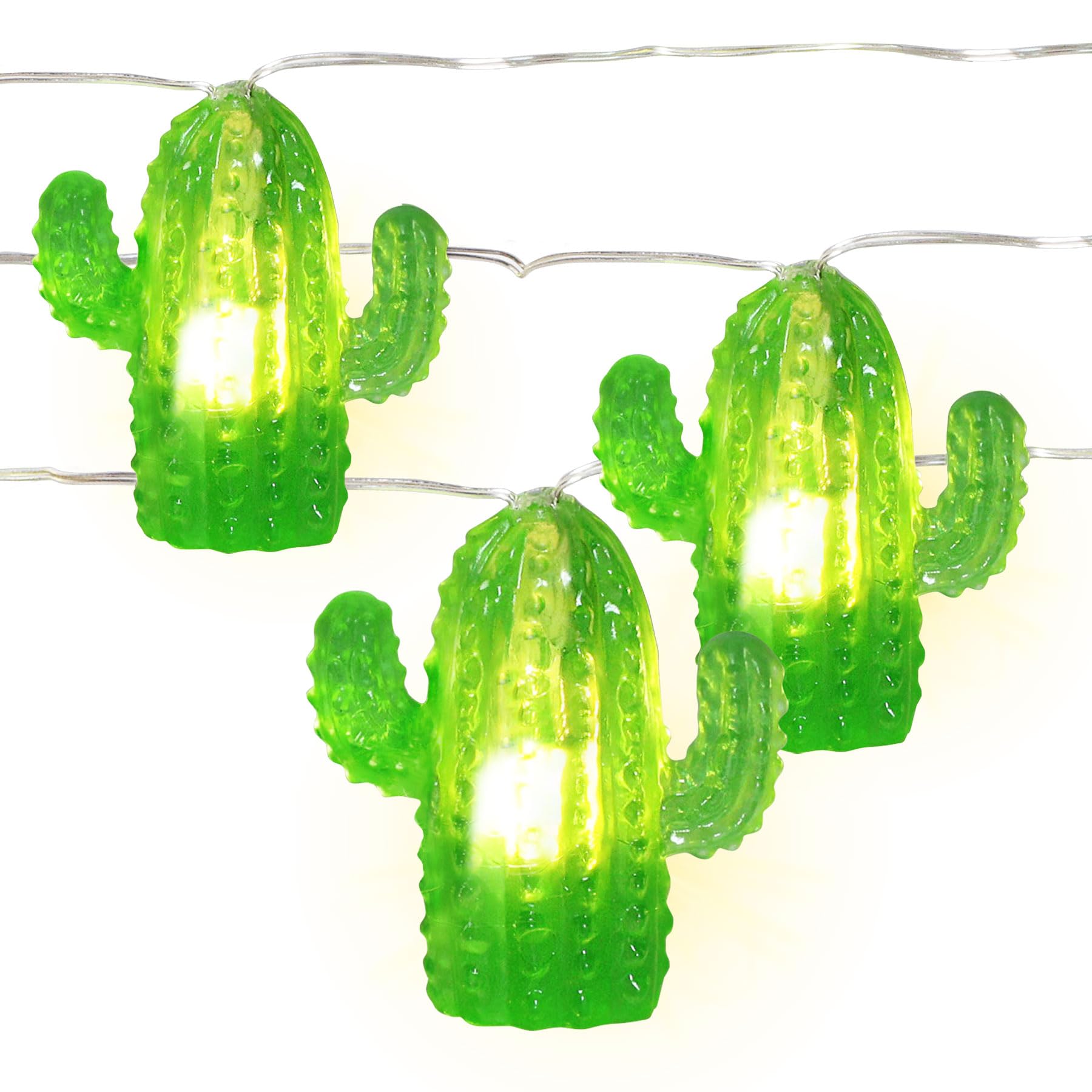 Tropical Themed String Lights Decoration, Cactus Succulents 10ft 20 LEDs Cacti Fairy Lights Battery Powered Remote for Desert Texas Cowboy Wreath Bedroom Wedding Home Party Supplies Decor