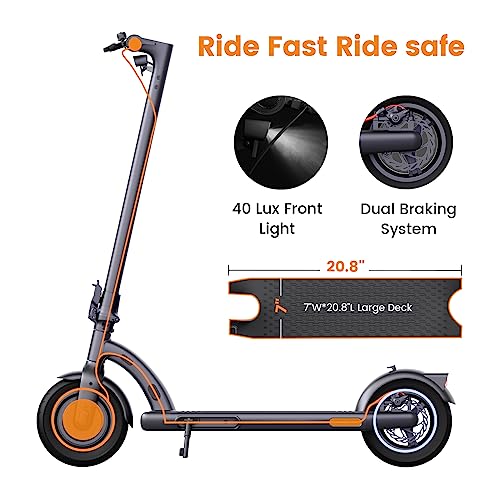 NAVEE Electric Scooter N40,600W Max Power,10" Pneumatic Tires,25-30 Miles Range & 19MPH Speed, Dual Brake System,IPX4 Waterproof, Commuter E-Scooter for Adults 220lbs
