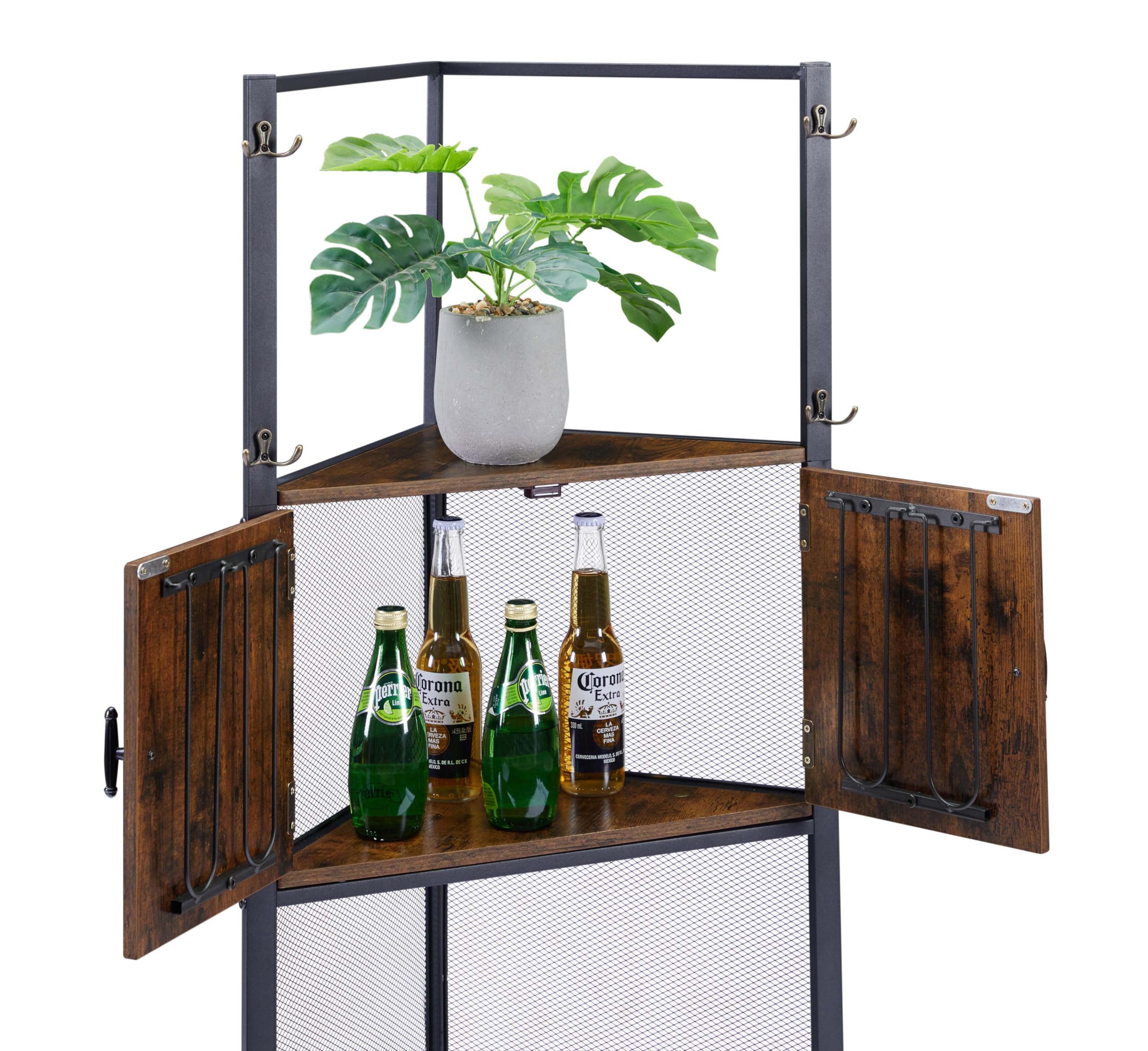 VECELO Corner Cabinet, Tall Storage Shelf, Bookshelf Display Shelves Rack for Living Room, Kitchen, Balcony, Small Space