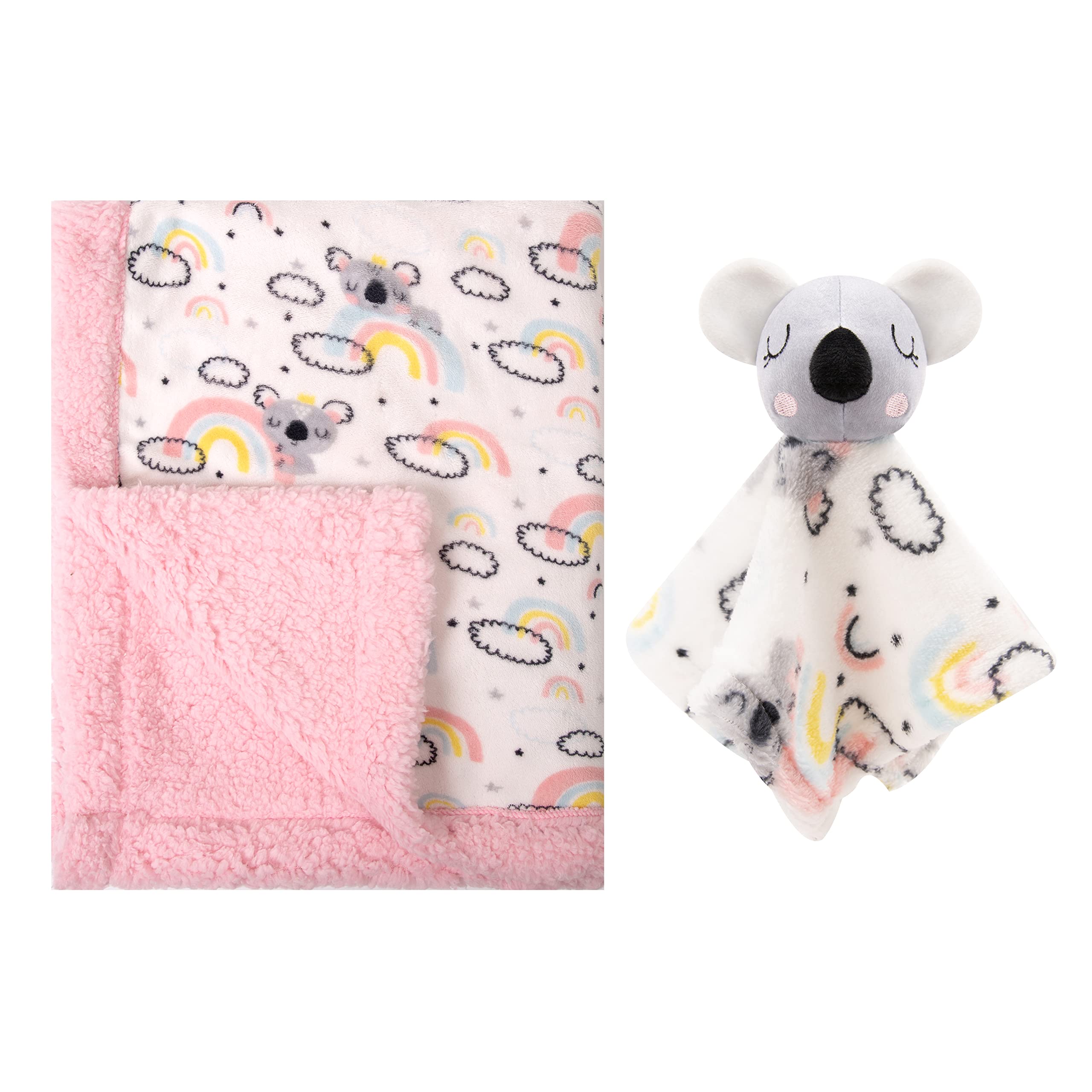 MODERN BABY Super Soft Baby Blanket Set with Security Blanket Lovey Newborn to Toddler Plush Blanket Gift Set