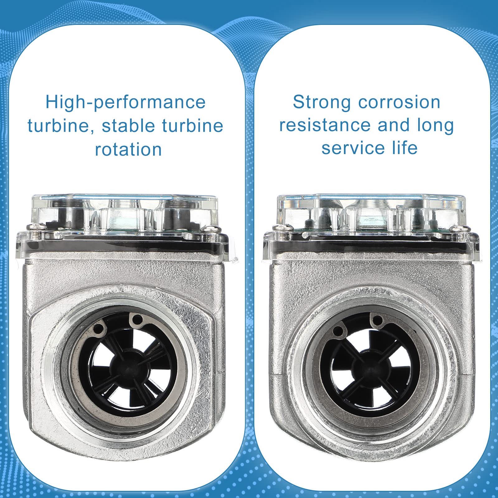 Xuhal 2 Pcs Digital Turbine Flow Meter Fuel Flow Meter Electronic Fuel Meter with Digital Display Gas Oil Fuel Flow Meter Water Flow Meter ±1% Accuracy for Measure Diesel Kerosene Gasolin (1 Inch)