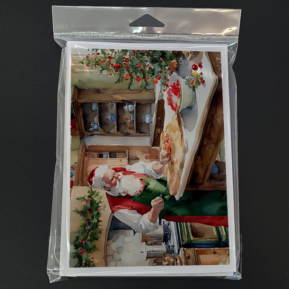 Caroline's Treasures DAC3305GCA7P Cookies with Santa Claus Greeting Cards Pack of 8 Blank Cards with Envelopes Whimsical A7 Size 5x7 Blank Note Cards