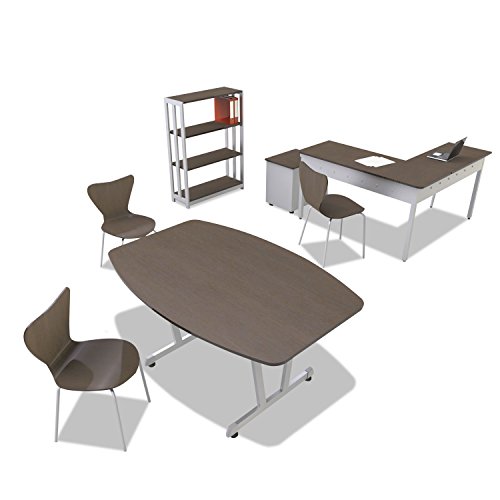 Linea Italia TR742MOC Trento Line Rectangular Desk, 59-1/8w x 23-5/8d x 29-1/2h, Mocha/Gray