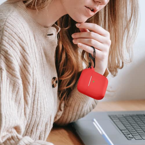 Foweroty AirPods Case Cover, Soft Silicone Protective Cover with Buckle for Women Men Compatible with Apple AirPods 2nd 1st Generation Charging Case, Front LED Visible,Red