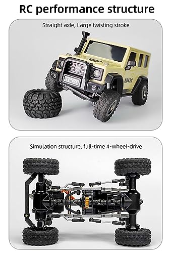 LDARC X43 Crawler RC Car 1:43 Full Scale Simulation RC Off-Road Vehicle 4WD Mini Climbing Toy with Remote Control (RTR Desert Yellow)