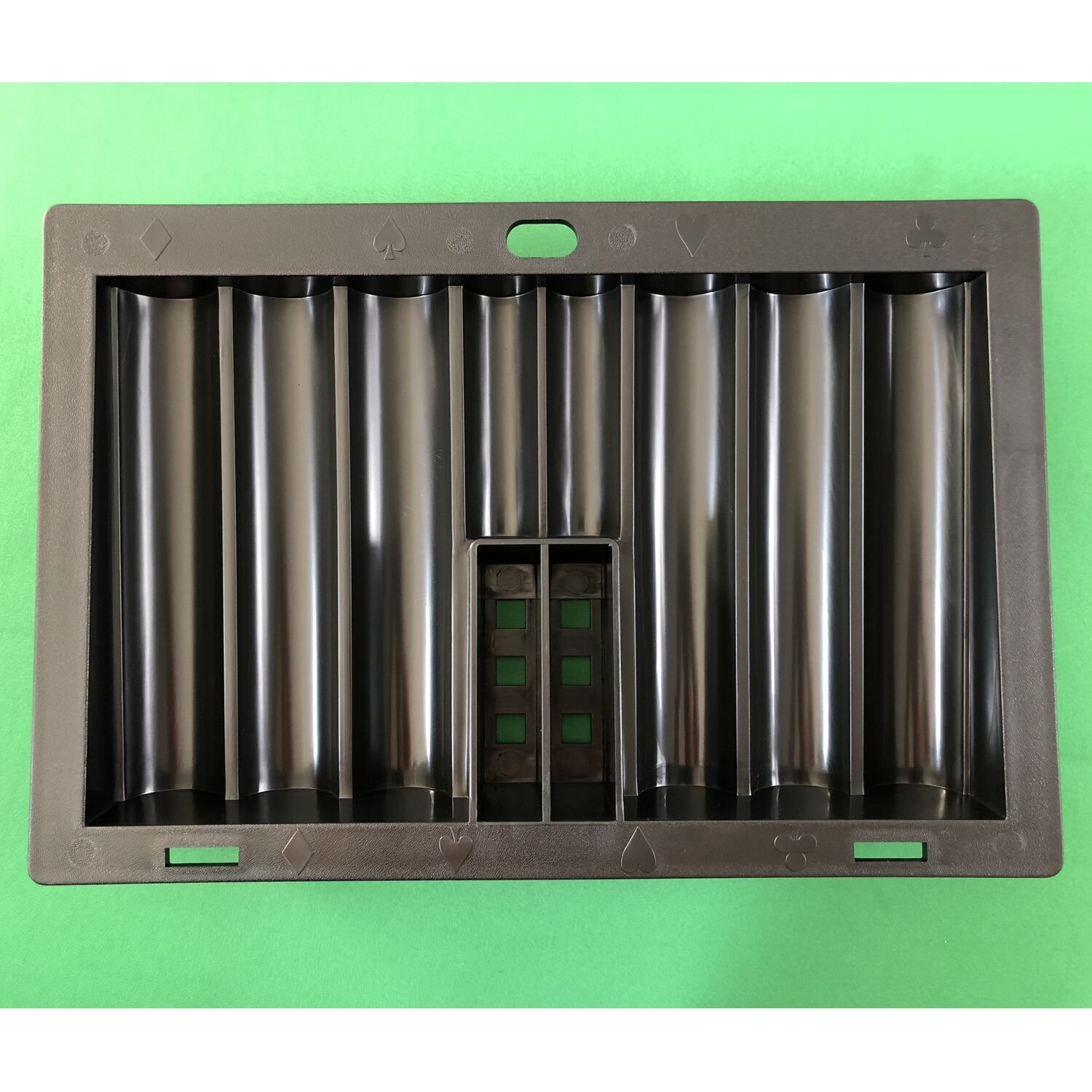 Yuanhe Poker Chip Tray Rack - Blackjack Casino Poker Table Dealer Chips Tray with 2 Card Slots, 350-Chip Capacity