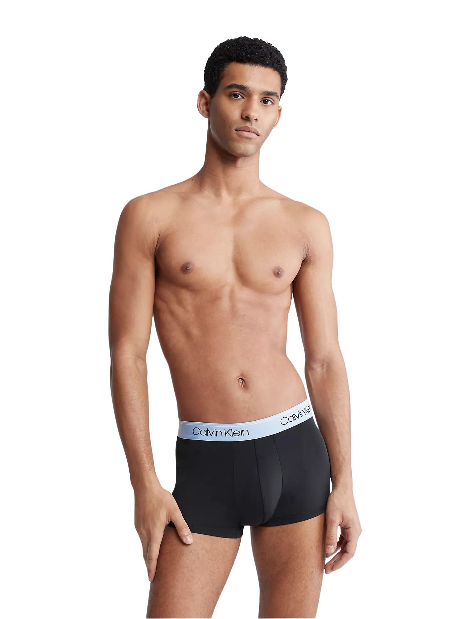 Calvin Klein Men's Low Stretch Microfiber Boxer Brief (Medium, Black/Dark Olive/Dapple Grey/Bel Air Blue)