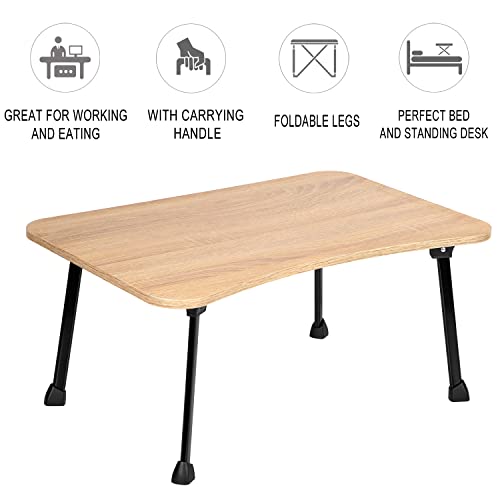 Lap Desk Foldable β Bed Tray for College Dorm and Home β with Handles and Foldable Legs - Perfect Laptop Desk β Perfect for Writing, Eating, Working, Studying - Wood Top Bed Table