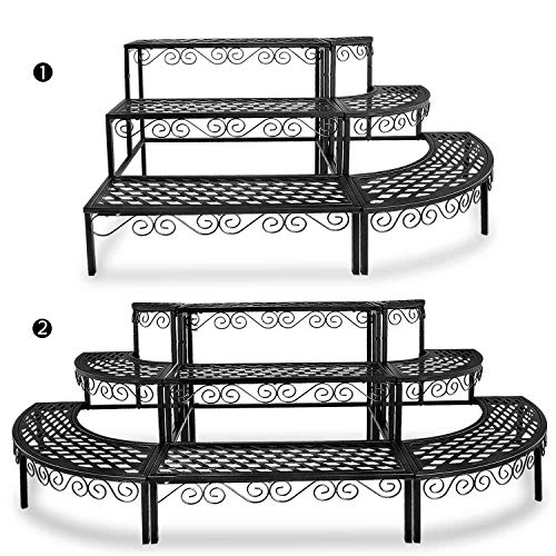 FOYUEE Corner Plant Stand Outdoor Metal 3 Tier Stands For Multiple Plants Ladder Potted Indoor Shelf Holder Rack