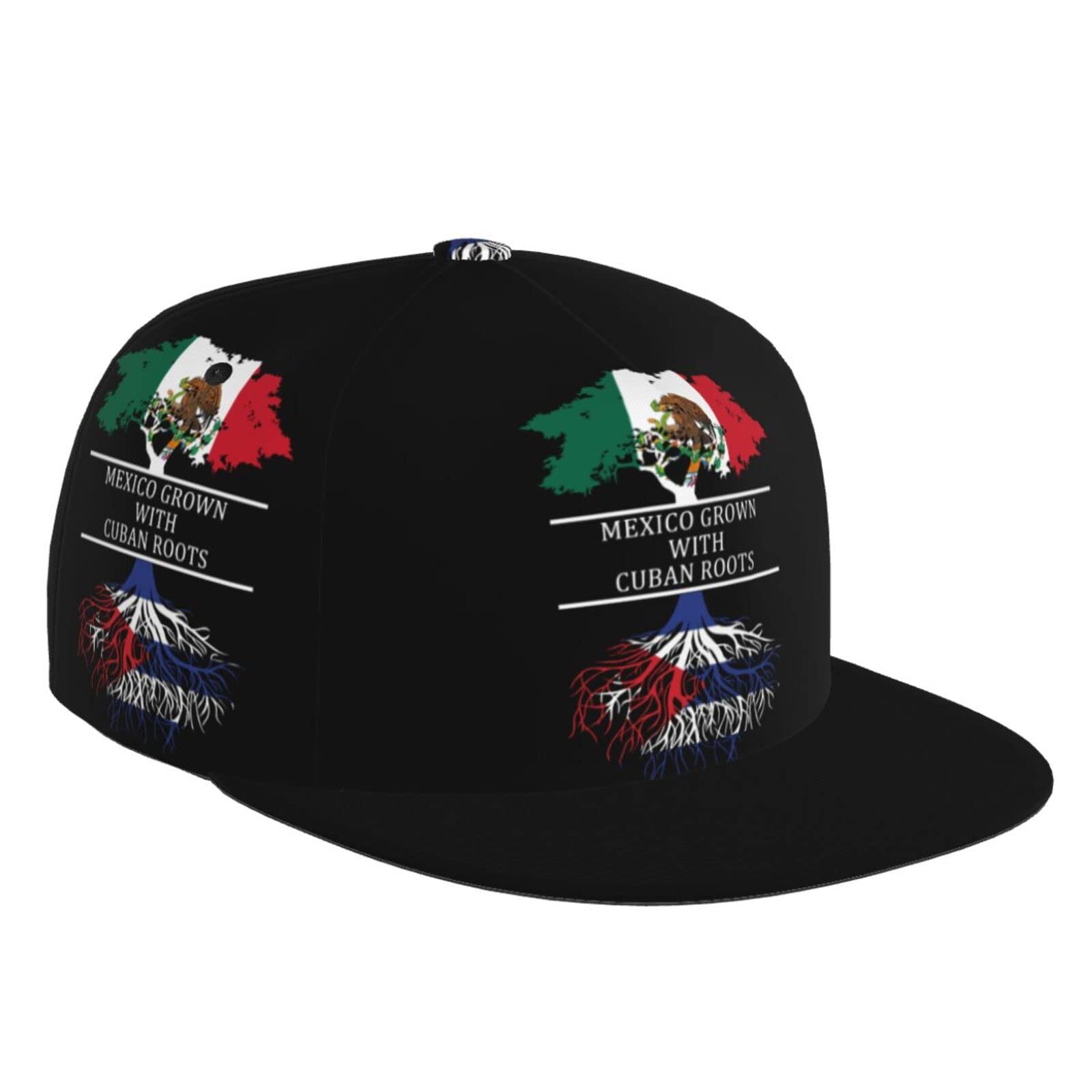 DARLEKS Mexico Grown with Cuban Roots Flat Bill Brim Baseball Cap Cool Hip Hop Trucker Hat Men Women Adjustable Baseball Caps