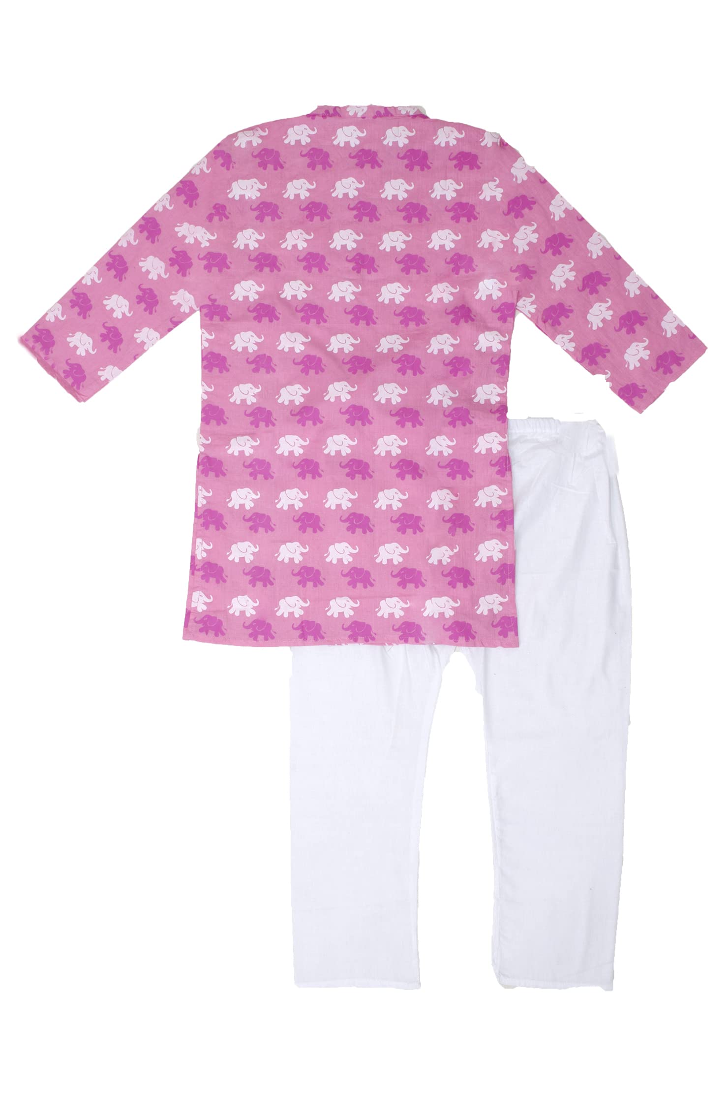 Chandrakala Kids Kurta Set for Boys Indian Printed Ethnic Wear, Pink-White,6-7 Years (KK104PIN7)