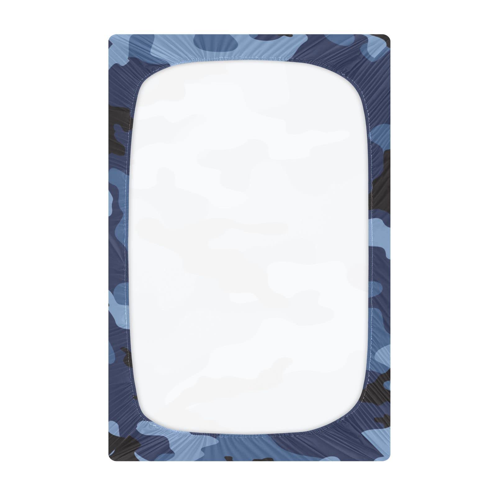 Crib Sheets, Soft Breathable Microfiber Baby Sheet for Standard Size Crib Mattress 28in x 52in, Blue-Black Camouflage Nursery Sheet(239na0a)