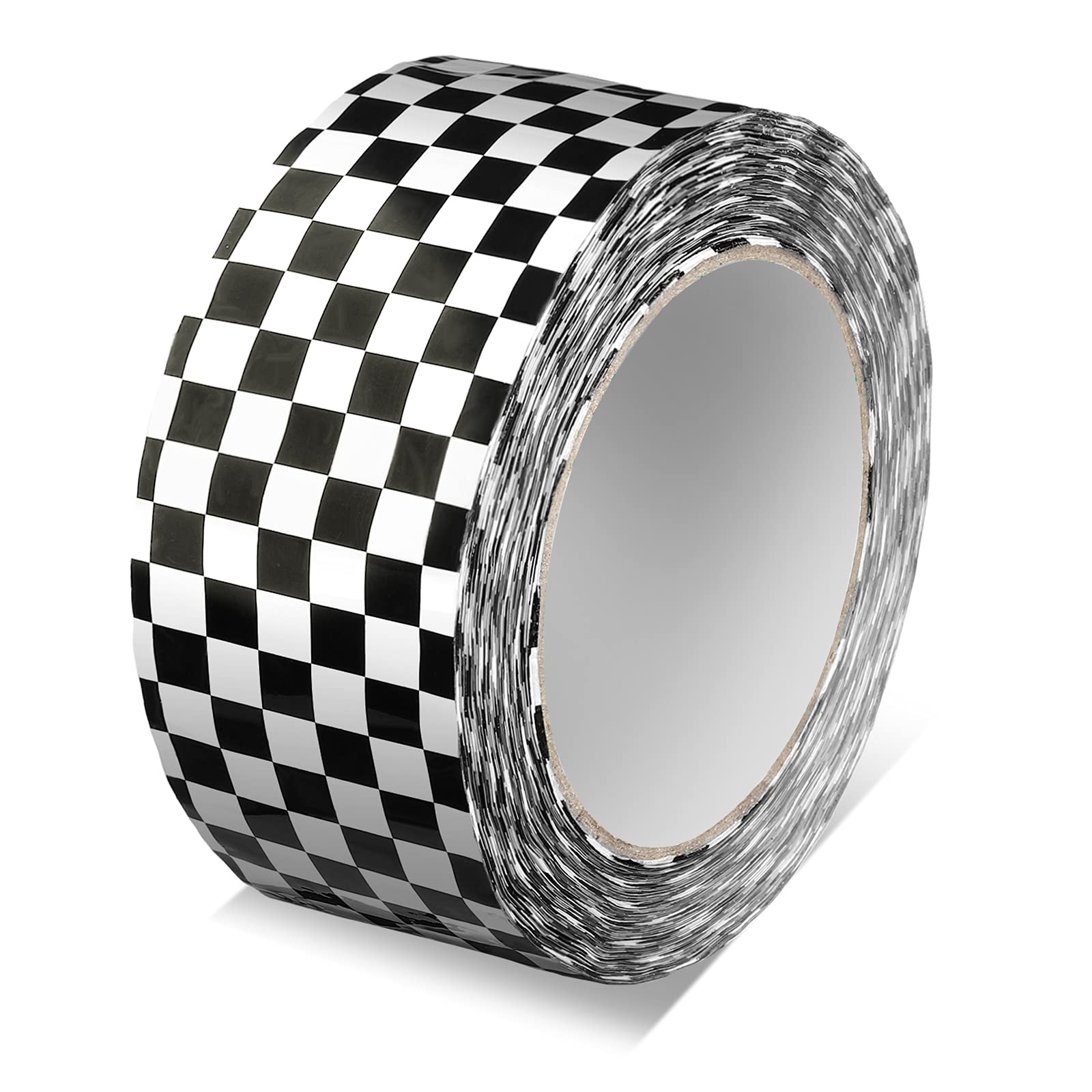 MTLEE Checkered Flag Tape Checkered Packing Tape Race Car Tape Printed Tape 1.88 Inches 100 Yards DIY Crafts Buffalo Tape Single Roll for Scrapbooking DIY Crafts Box Decoration