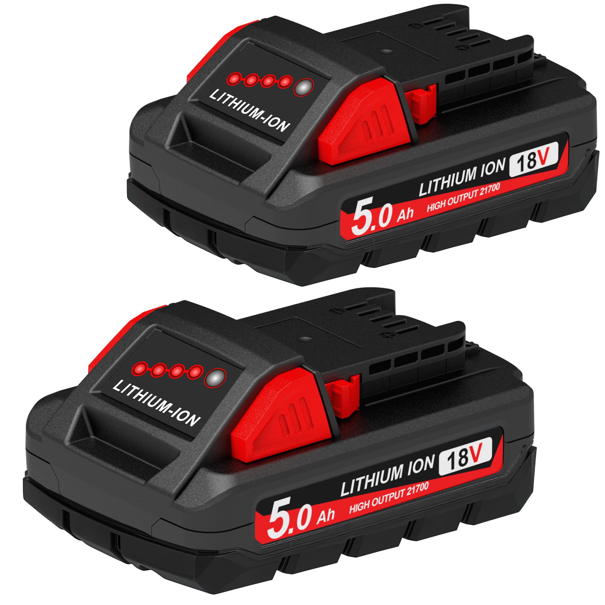 PEYESTEN 2 Packs High Output 5.0 Ah 18V Battery Replace for Milwaukee M18 Battery, Compatible with Milwaukee M18 Battery 48-11-1812 48-11-1852 Cordless Power Tools and Original Charger.