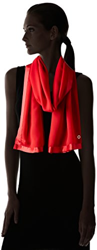 Calvin Klein Women's Satin Border Chiffon Scarf, Rouge, One Size