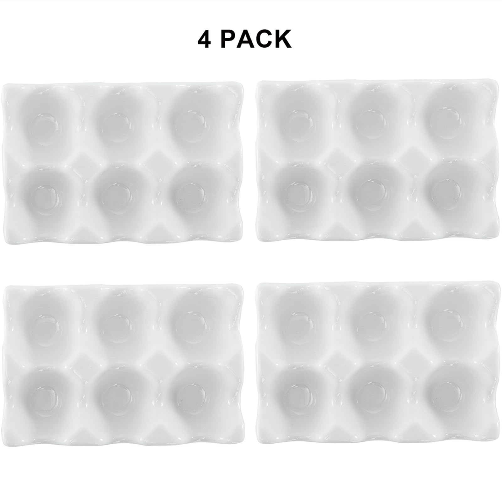 DEAYOU 4 Pack Porcelain Egg Container, Ceramic Eggs Keeper Storage Organizer for Display, Kitchen, White