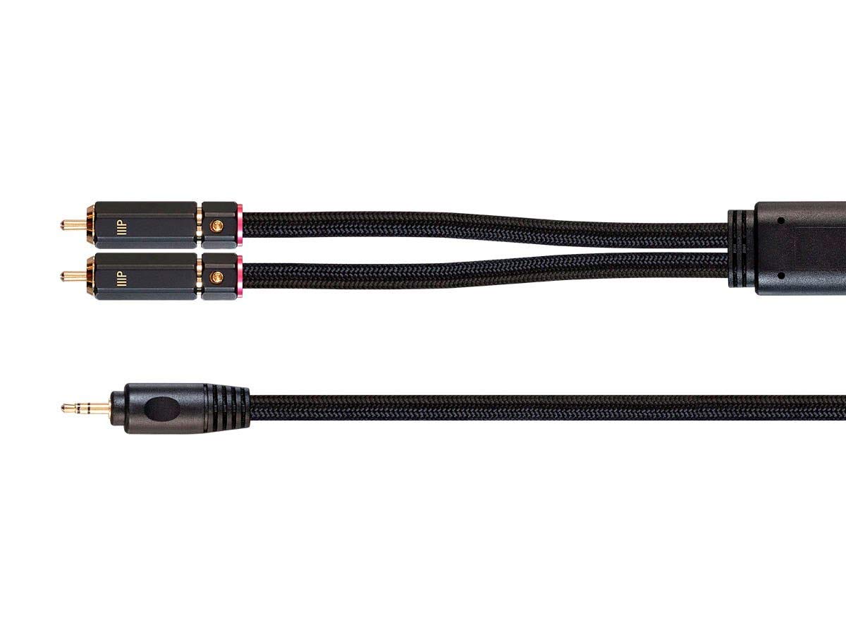 Monoprice 3.5mm to 2-Male RCA Adapter Cable - 15 Feet - Black, Gold Plated Connectors, Double Shielded with Copper Braiding - Onix Series