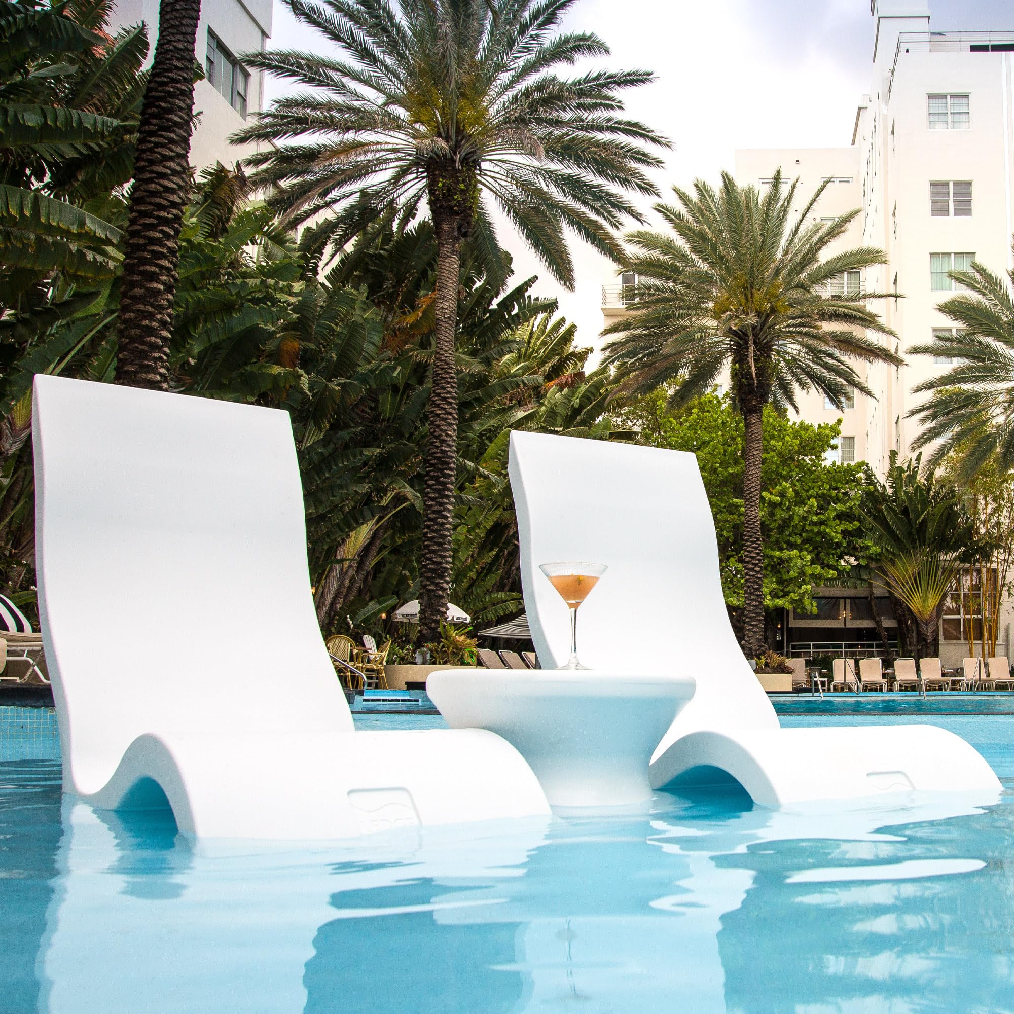 Ledge Lounger in-Pool Chair for 0-9 in. of Water (Set of 2, Sandstone)