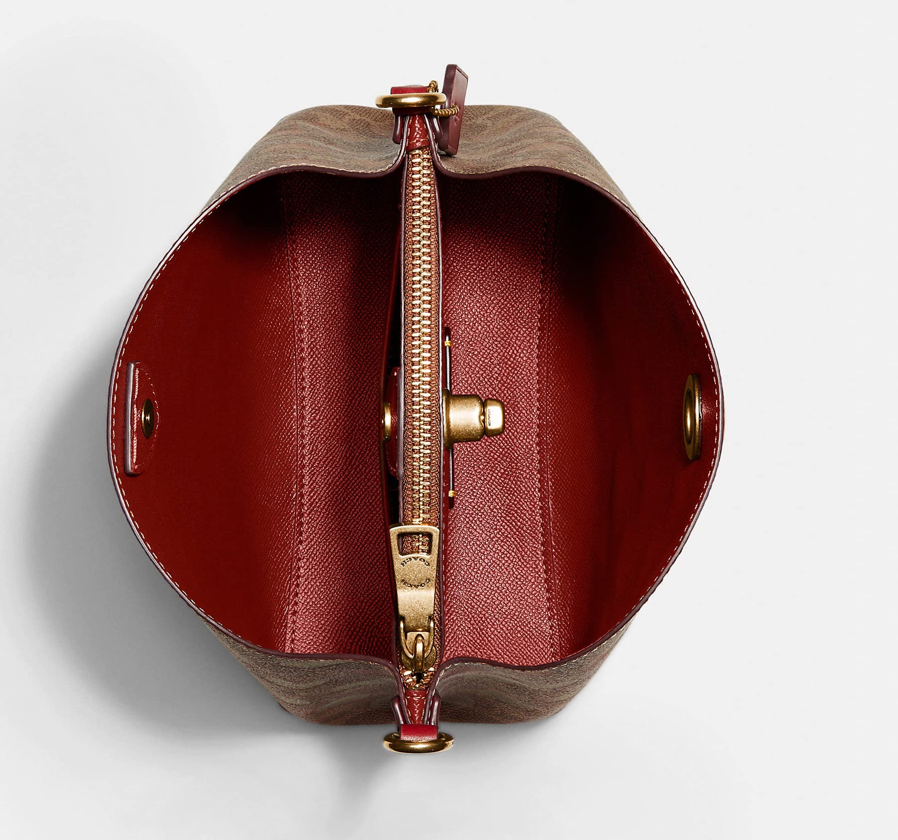 Coach Leather Willow Bucket Bag Purse in Signature Canvas with Heart Print - #C8389