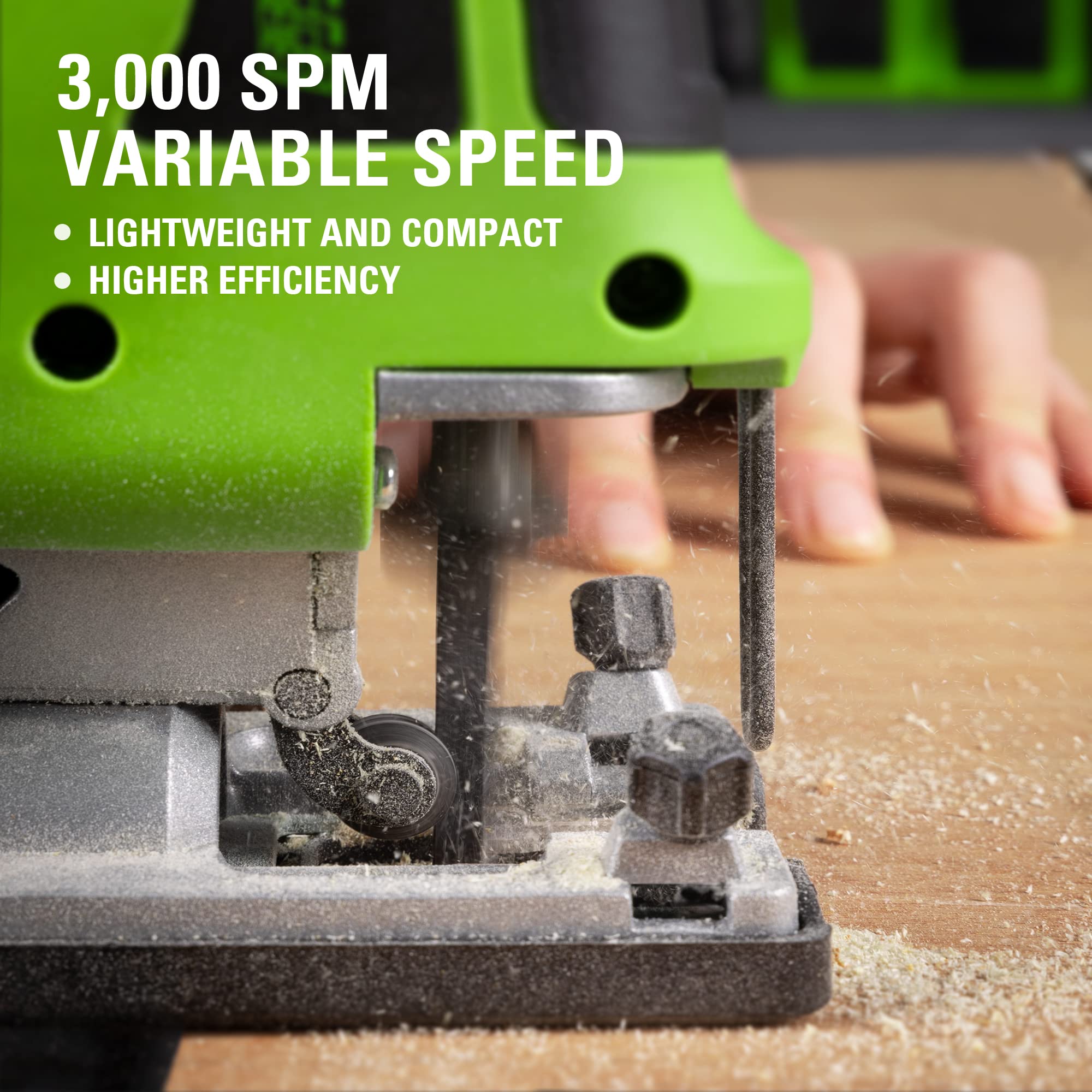 Greenworks 24V Brushless Jig Saw,1*2AH Battery+2A adaptor, 6PCS Blades (4 x Saw blade for woodworking. 2 x Saw blade for metal)
