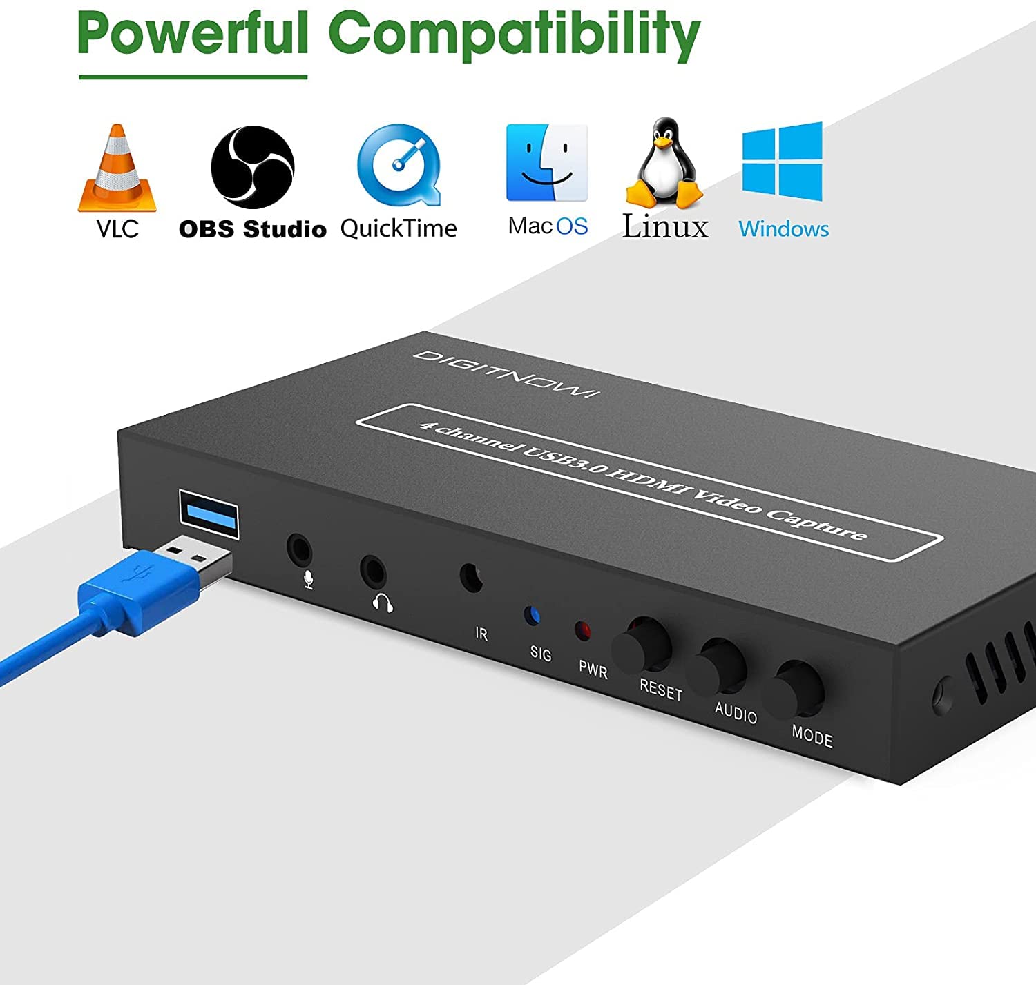 DIGITNOW 4 Channel USB3.0 HDMI Video Capture Card,1080P 60fps HDMI Game Caputre for Video Game Recording via DSLR,Camcorder, BLACK U143 U143