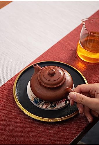 Ceramic Dry Foam Tray, Large disc Pot Bearing Kung Fu Tea Tray. Size 6.4 * 6.4 * 0.4 inches (A1)