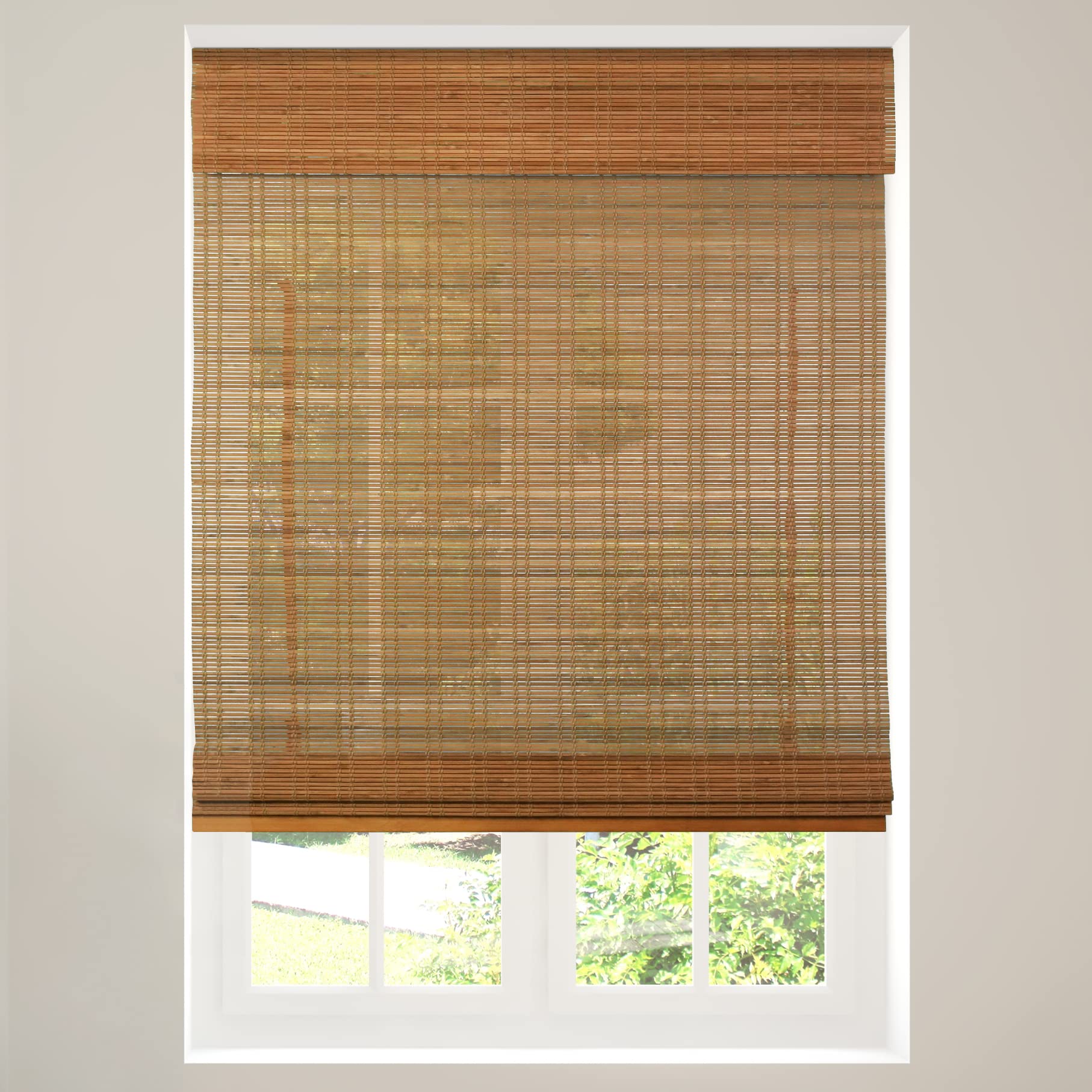 CALYX INTERIORS Cordless Bamboo Roman Shade Blind, Light Filtering, 26.5" W x 48" H, Ceylon Light Russet