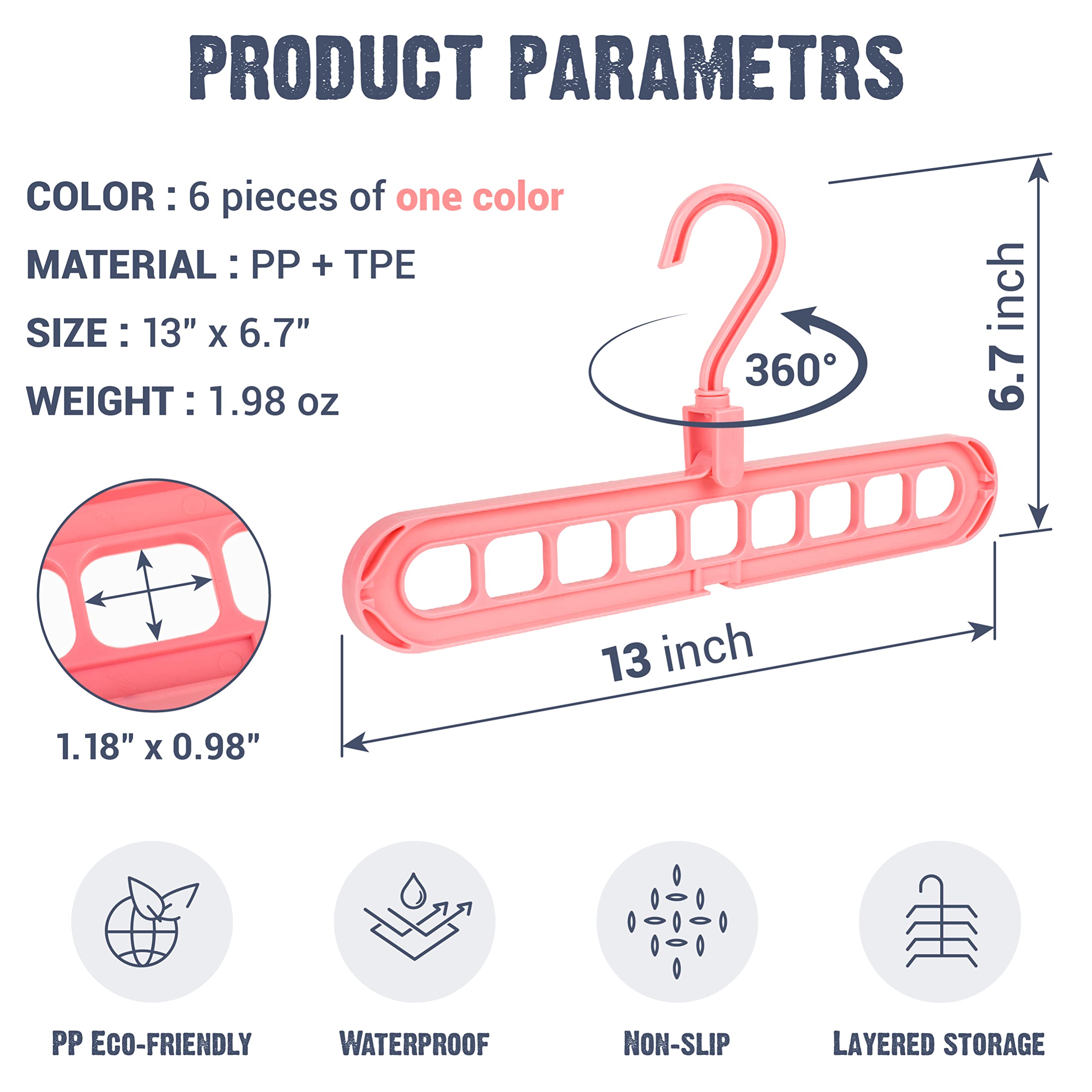 Vita88shop - Closet Organizers and Storage, Pack of 6 Multifunctional Closet Organizer Hangers with 9 Holes Closet Storage Organization for Wardrobe