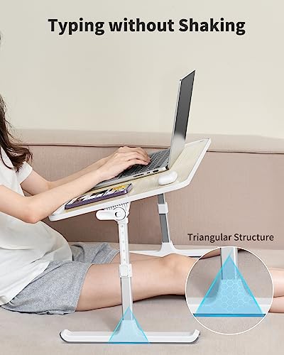 Laptop Desk for Bed, SAIJI Lap Desks Bed Trays for Eating Writing, Adjustable Computer Laptop Stand, Foldable Lap Table in Sofa and Couch(23.6 x 13Teak
