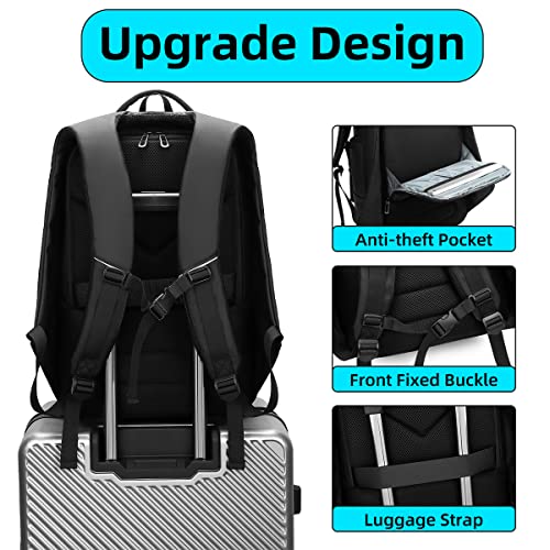 GYakeog Backpack for Traveling on Airplane, Travel Backpack for Men Women 17.3 inch Laptop Backpack large Travel Backpacks Carry on Work Backpack Waterproof Charge Antitheft Black