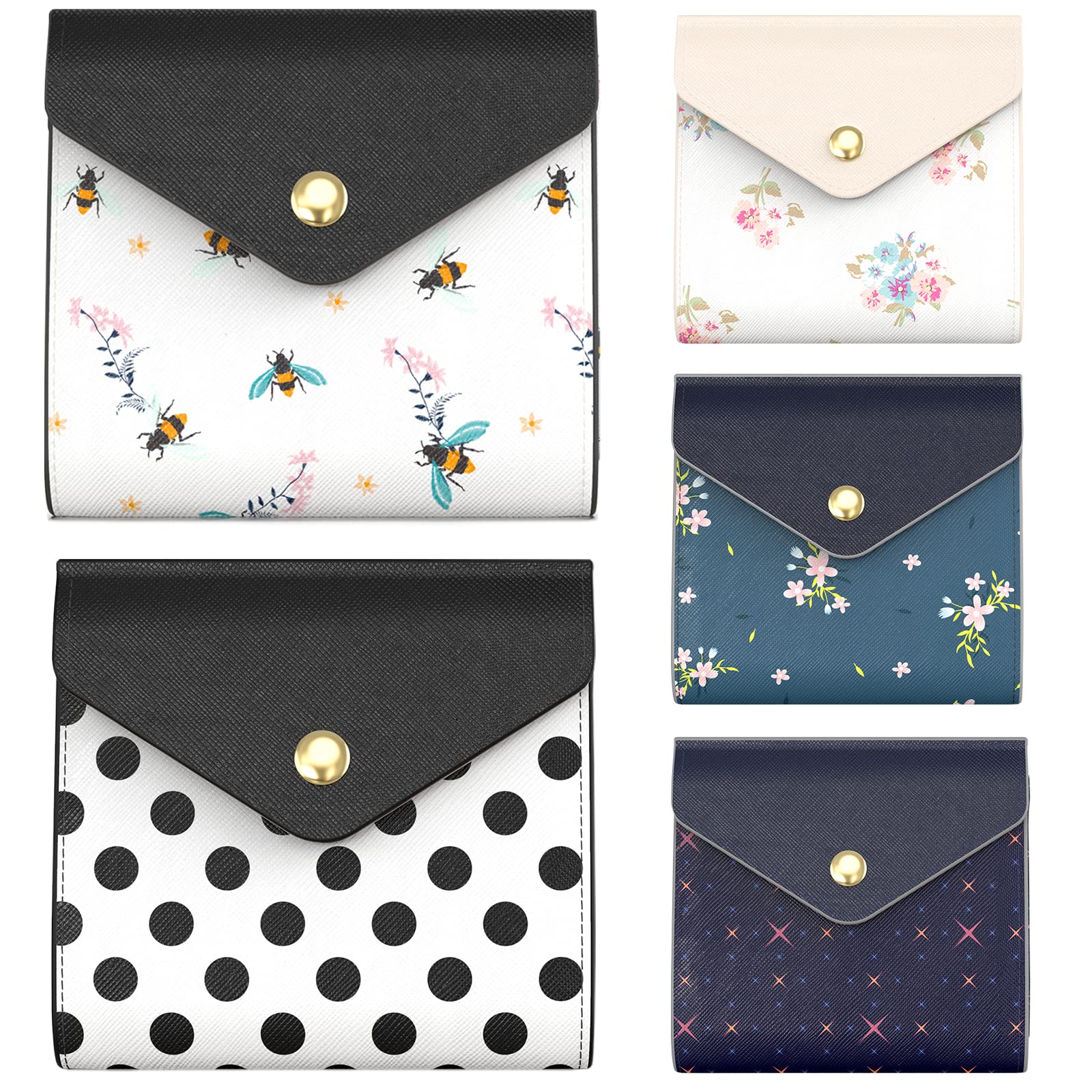 Rose Lake Women Wallet (5 Pack) Bifold Pocket Change Purse RFID Blocking Pouch with Snaps Closure Gifts for Girls (Mult Color-5 Pcs)