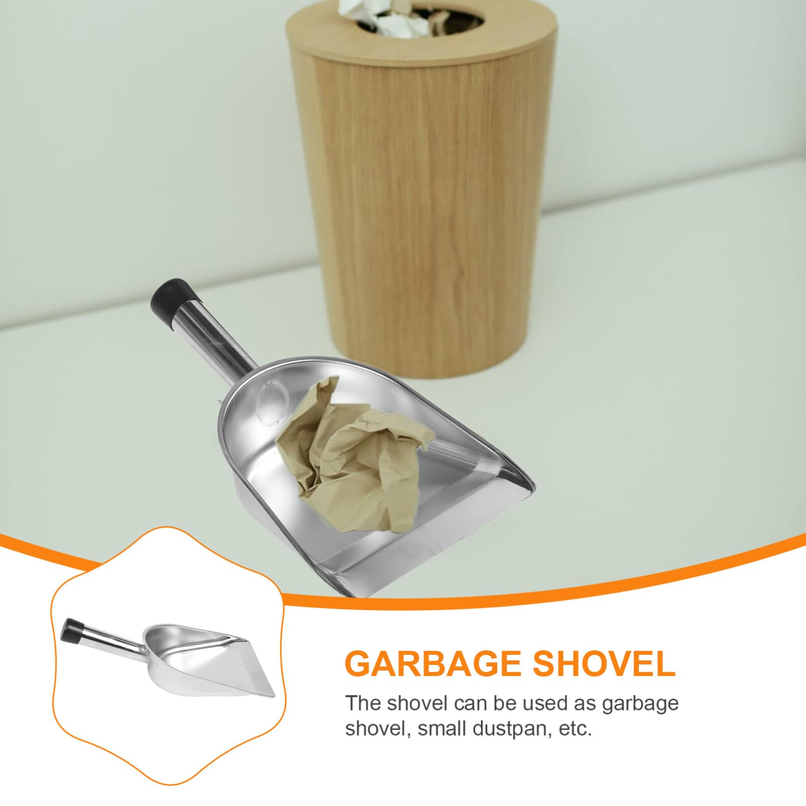 Gatuida Stainless Steel Dust Pan Metal Trash Shovel with Handle Handheld Dust Pan Wide Scooper for Indoor Outdoor Fireplace Industrial and Commercial Use
