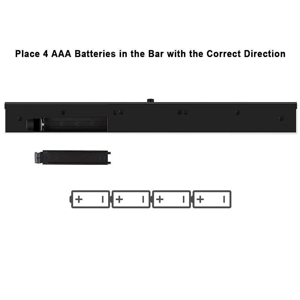 Replacement Wii Wireless Sensor Bar, Infrared IR Ray Motion Sensor Signal Receiver for Nintendo Wii and Wii U Console with Stable Stand and 4 AAA Batteries(Black)