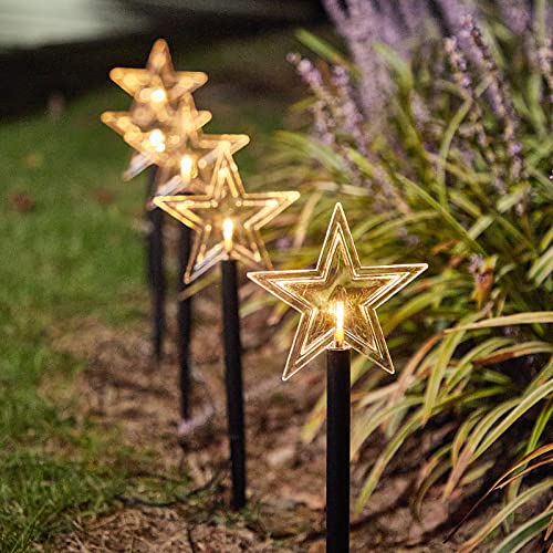 Star Solar Decorations Lights, Outdoor Waterproof Stake Lights Landscape Decorative Lights for Christmas, Wedding, Party, Tree, Room, Garden, Patio, Yard, Home ( Warm White )