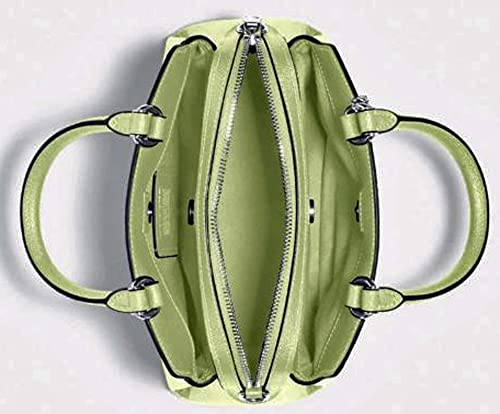 Coach Mini Lillie in Crossgrain Leather Carryall Crossbody Pale Lime
