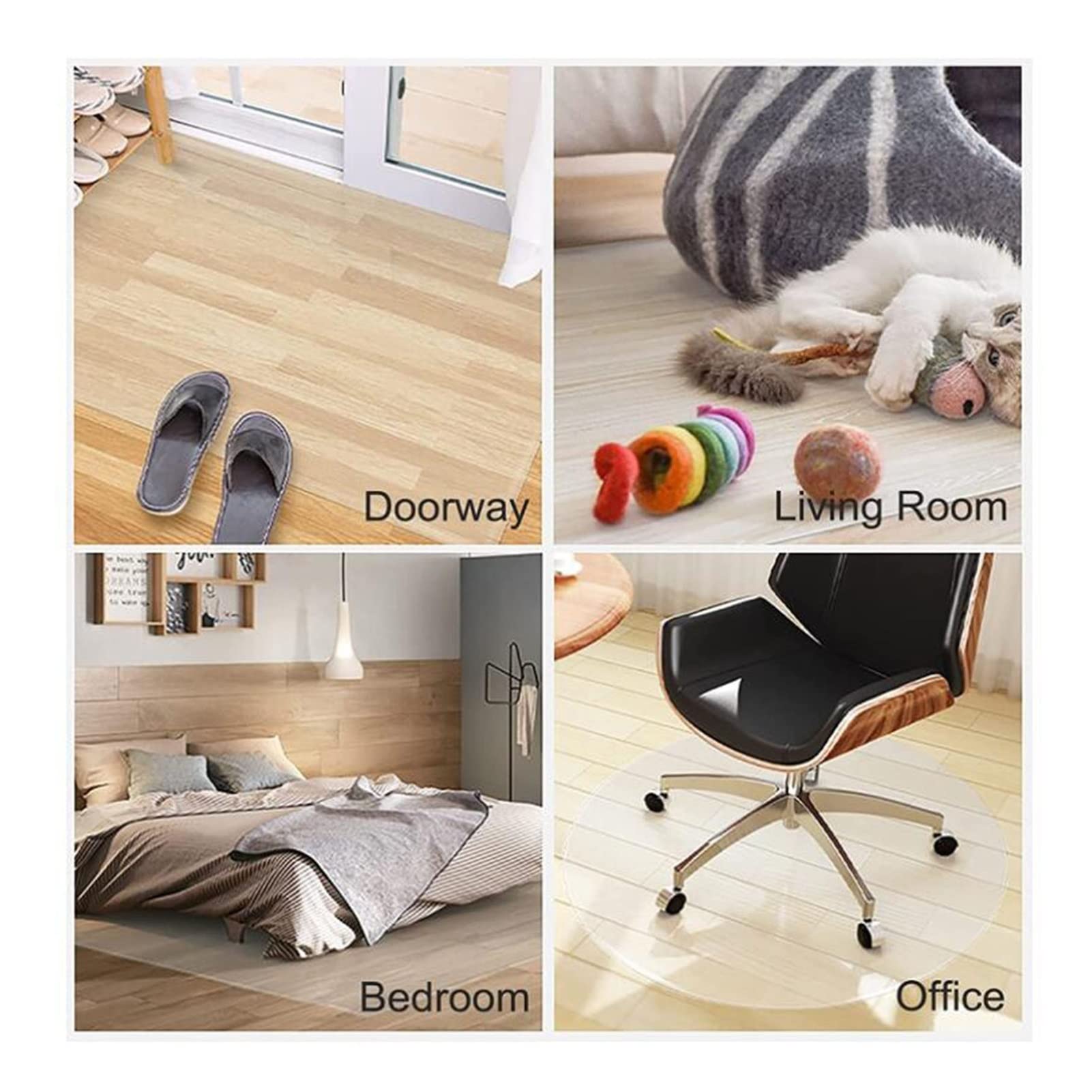Clear PVC Desk Chair Mat Chair Mat,PVC Non-slip Transparent Rectangle Floor Protector,Home Office Anti Scratch Rolling Chair Mats,for Carpet,Under Tables,FurnitureThick 1mm,100-600cm length,Non-slip E