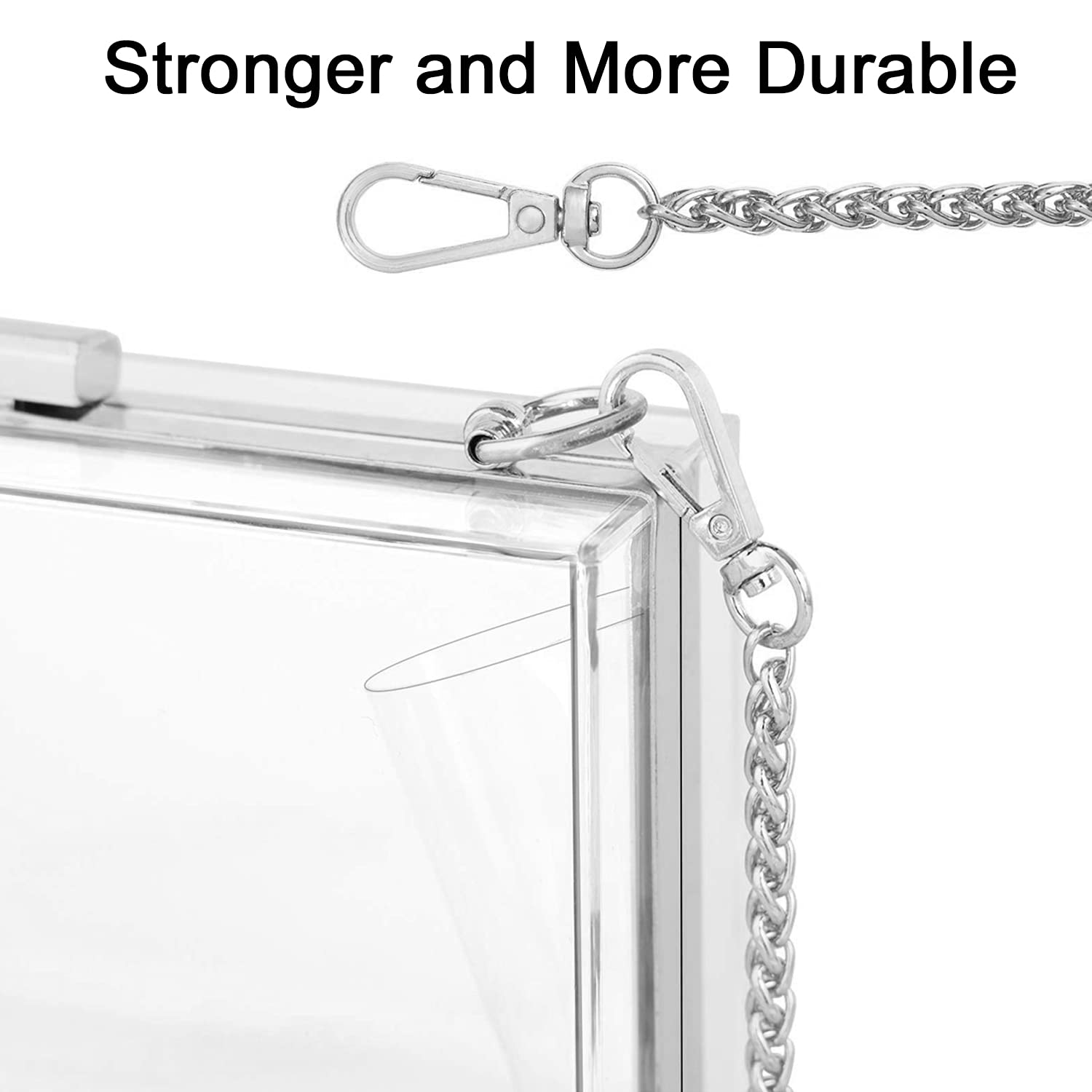 Clear Purse for Women, Acrylic Box Evening Clutch Bag, Woman Cute Transparent Shoulder Bag, Shoulder Handbag With Removable Gold Chain Strap.(silver)